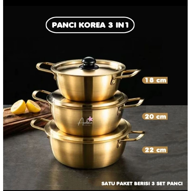 Aveline PANCI KOREA SET 3IN1 / 3IN1 GOLD RAMEN PAN / PREMIUM KOREA GOLD ...