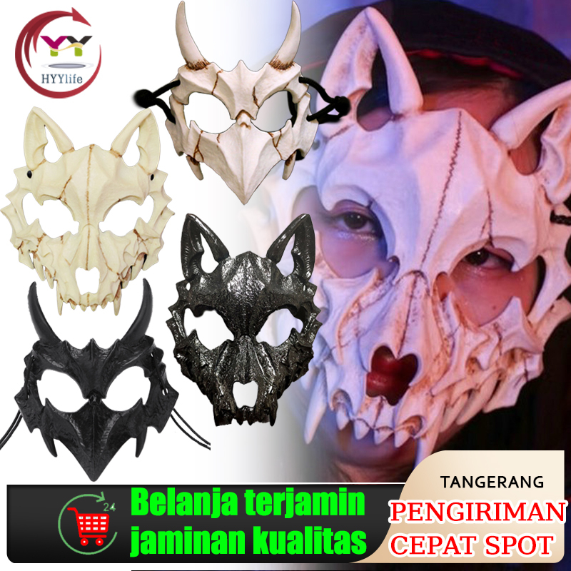 Half Face Skull Mask/Dragon God Tiger Yasha Tengu Mask Devil Skull Mask ...