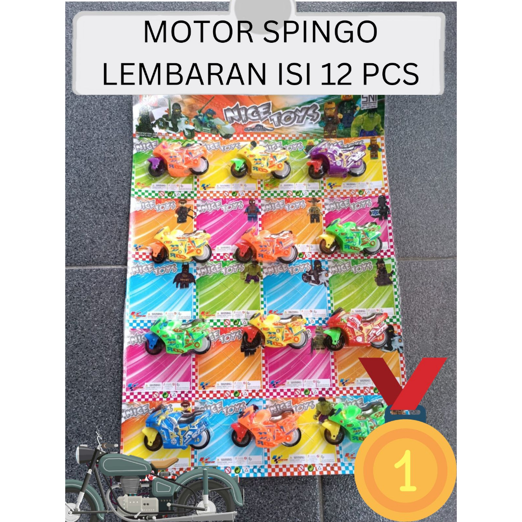Colorful Plastic GP Motorcycle SPINGO MOTOR 1 Sheet Contains 12 Motors ...