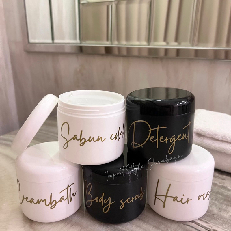 HITAM PUTIH Scrub Holder 250ML Black White GOLD NEW aesthetic jar ...