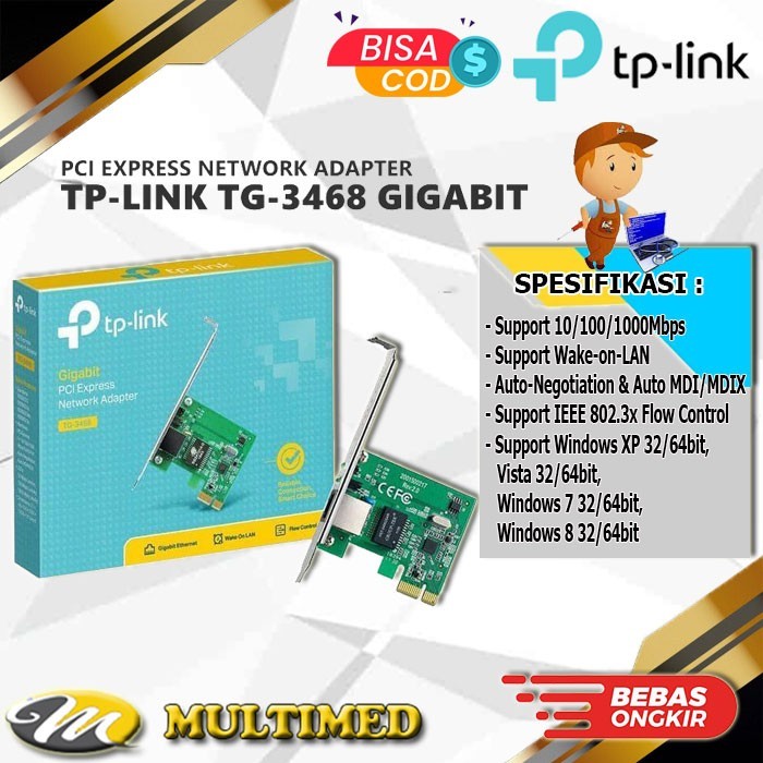 Tp-link Lan Card TG-3468 Gigabit PCI Express Network Adapter | Shopee ...