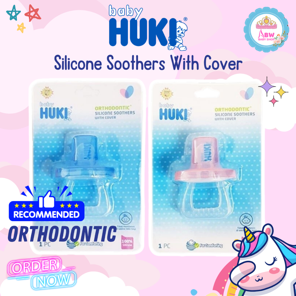Huki Orthodontic Silicone Soothers With Cover NEW Baby Pacifier 100% ...