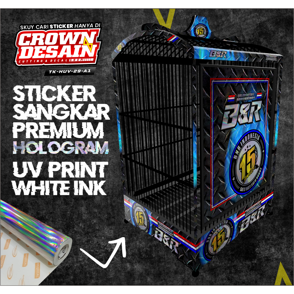 Bnr 15 Years Old Checkered Cage Decal Sticker - UV Hologram Walnut Cage ...