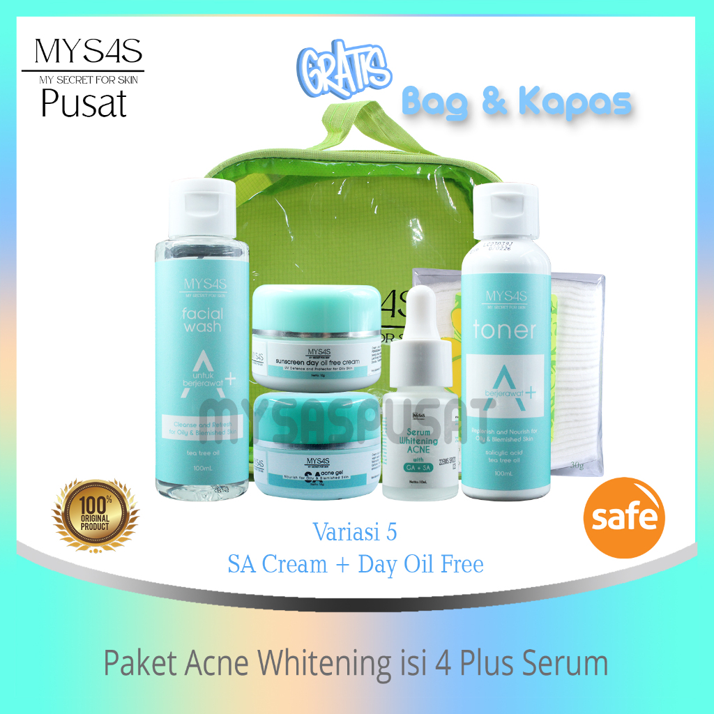 HITAM Mysas skincare acne whitening package contains 4 Plus Serum / my ...