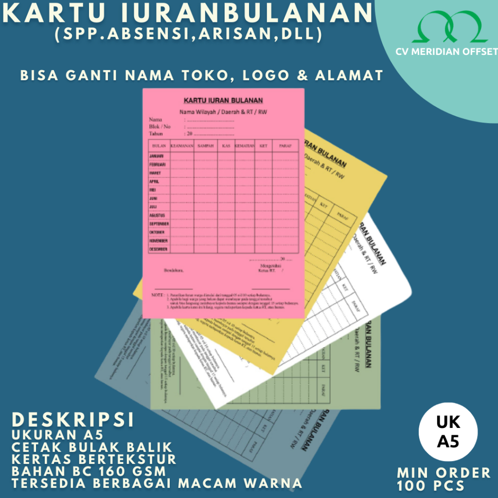 Print RT Contribution Card/ Citizen Contribution Card/ Attendance Card ...