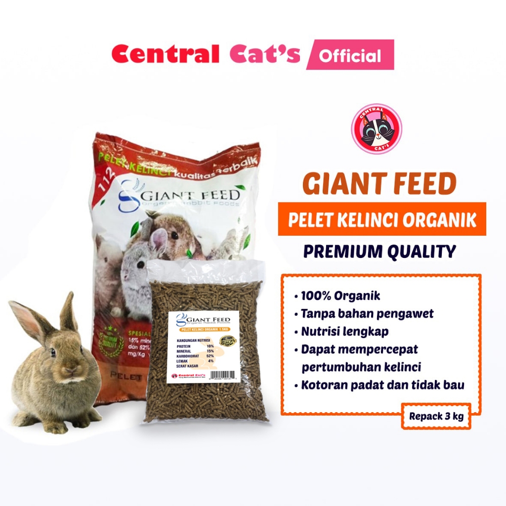 Giant Feed Organic Rabbit Feed Pellet Repack 3Kg Premium Quality ...