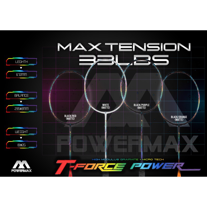 Original] POWERMAX LIGHTNING 100/138 Warrior 88 II T Badminton Racket ...