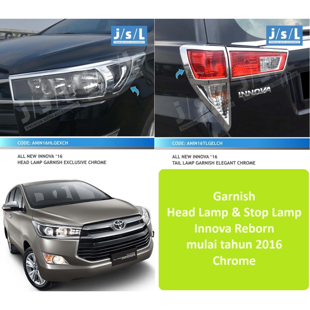 Garnish Head Lamp Stop Lamp Innova Reborn From 2016 Chrome | Shopee ...