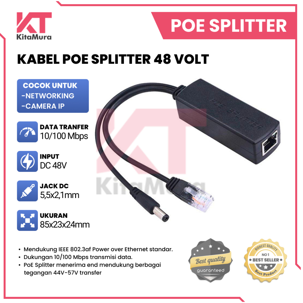 48 Volt POE Splitter || Poe Splitter Cable 10/100 Mbps | Shopee Malaysia