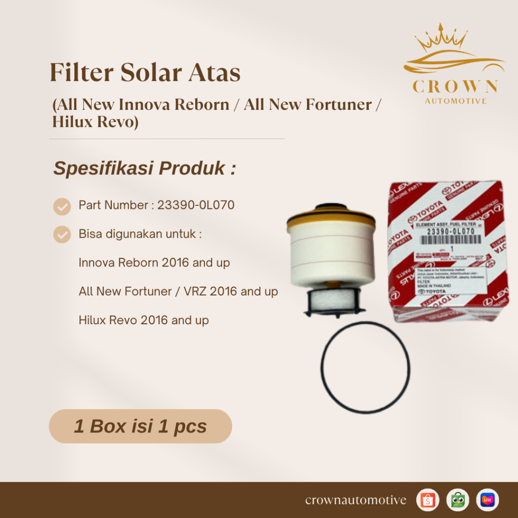 Top Solar Fuel Filter Innova Reborn/Fortuner VRZ/New Hilux | Shopee ...