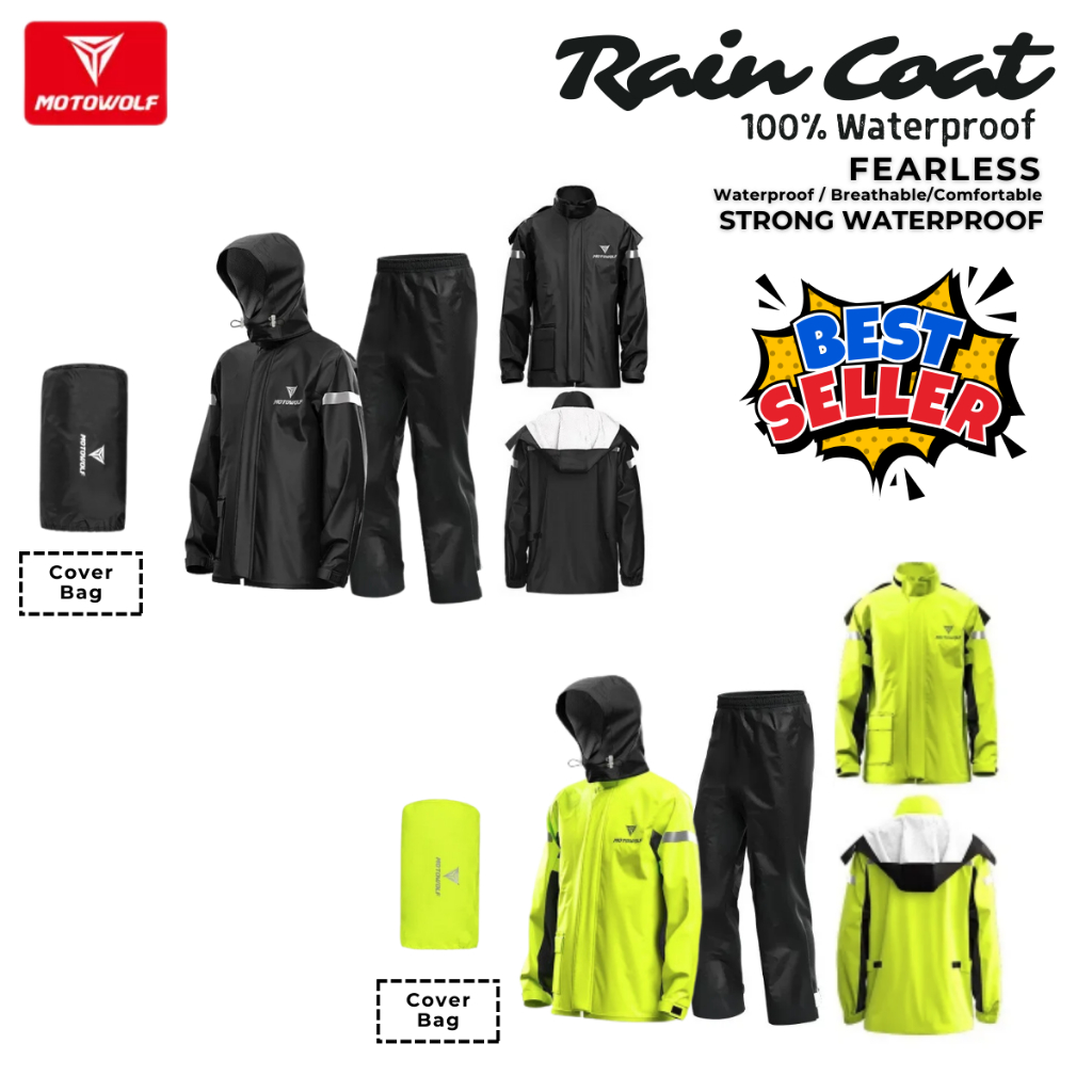Motowolf Raincoat Original Premium Waterproof Rain Coat | Shopee Malaysia
