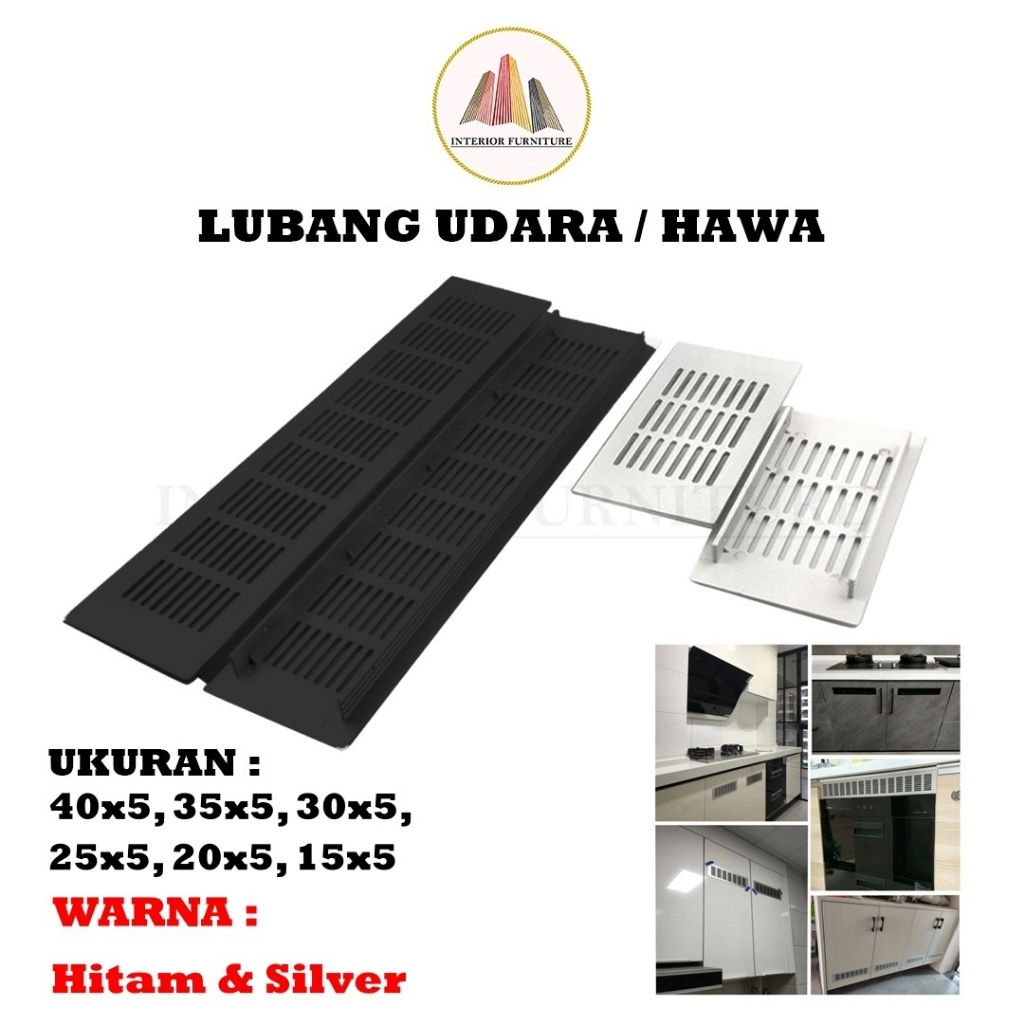 HITAM Air Hole 5 x 15-40 cm Black Anodize Aluminum Ventilator Air Hole ...