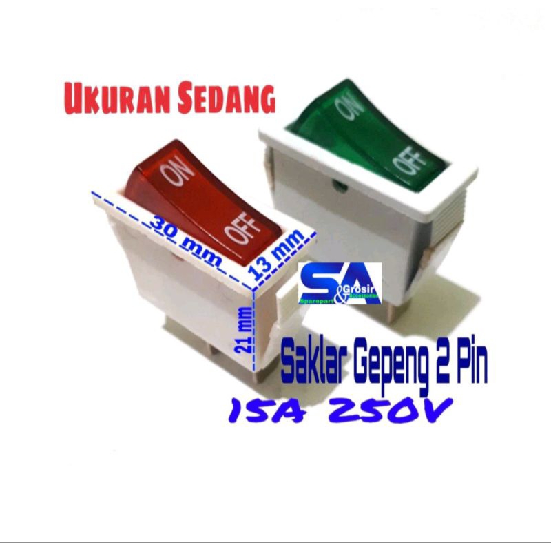 TOMBOL 2 Pin Switch Medium Flat Switch - 2 Feet ON - OFF Button ...