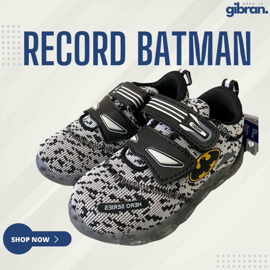 PUTIH HITAM Record HERO SERIES BATMAN LED Shoes for Boys Casual ...
