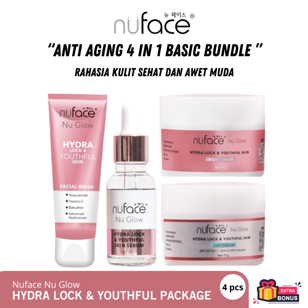Nuface Skincare Fuji 4 In 1 Bundle Nu Glow Hydra Lock & Youthful Package | Facial Wash, Serum ...