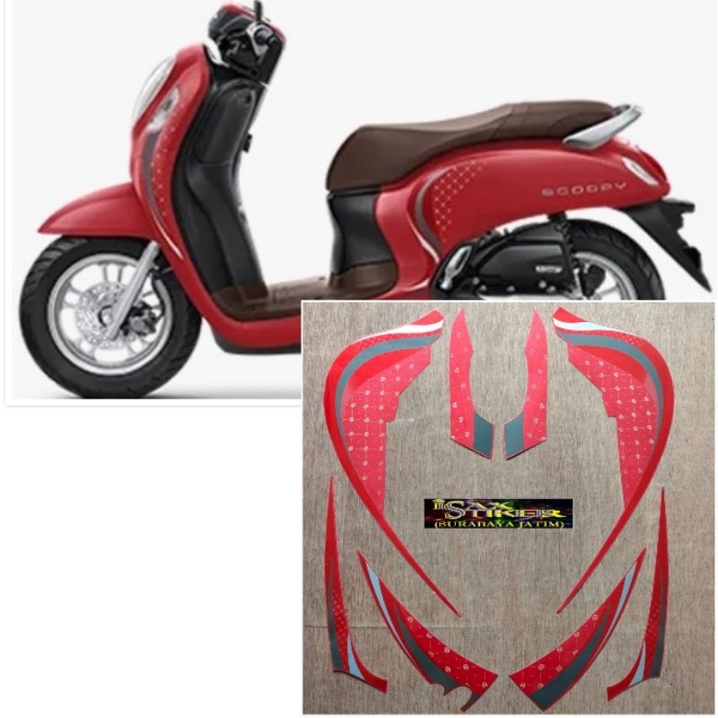 MERAH Original Honda Scoopy Stylish Red Striping 2023 2024 | Shopee ...