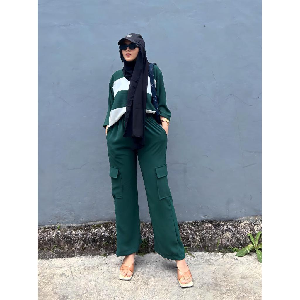 Women's Striped CARGO SET LD 120cm Women's Striped Suit CARGO Pants ...