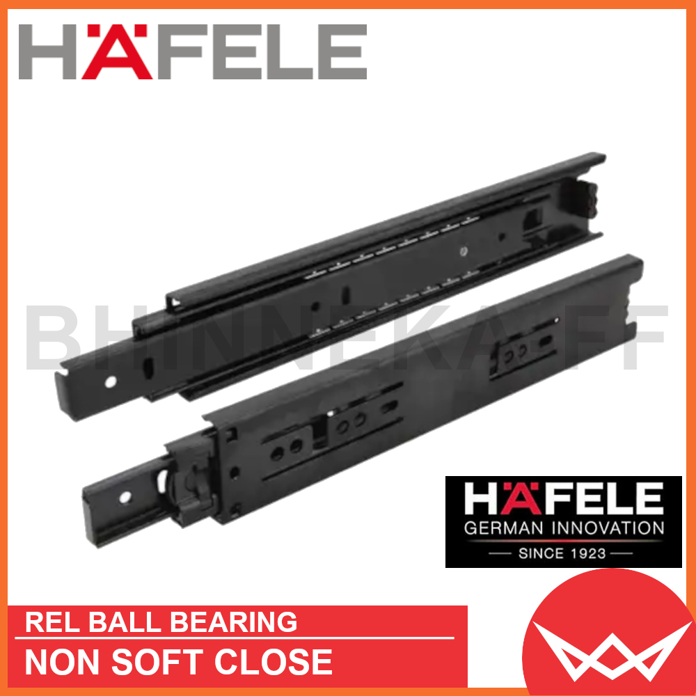 HAFELE SOFT ROLLER KTS - SIDE RAIL - FULL-EXT/NON-SOFTCLOSE BLACK ...