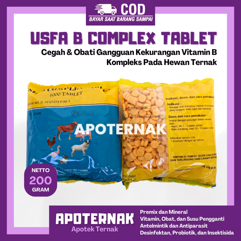 Usfa vitamin B complex usfa vitamin B complex animal 1000 tablets for ...