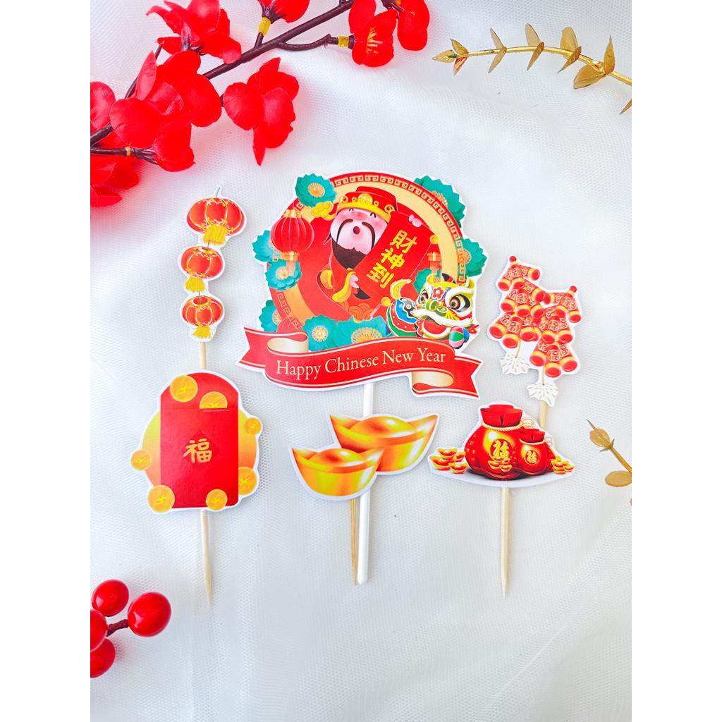 Bj - Chinese New Year - Cake Topper / Tumpeng Parcel Cake Decoration ...
