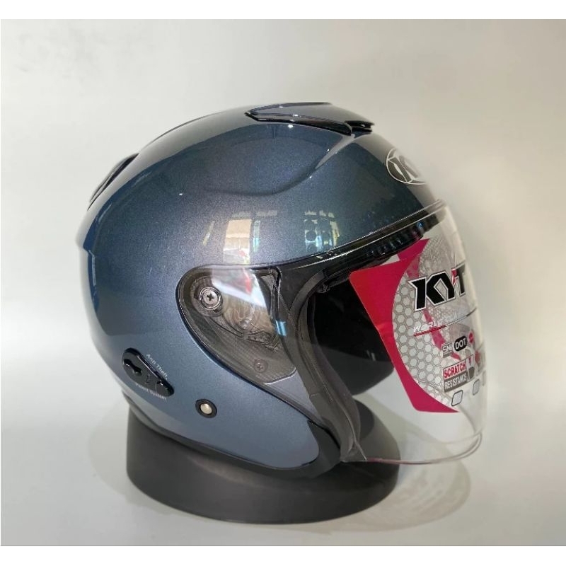 Kyt KYOTO R SOLID ALL GRAY GLOSSY | Half FACE MOTORCYCLE HELMET GRAY ...