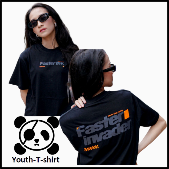 [Bestselling] T-shirt faster invader logo design black fstr 415 ...
