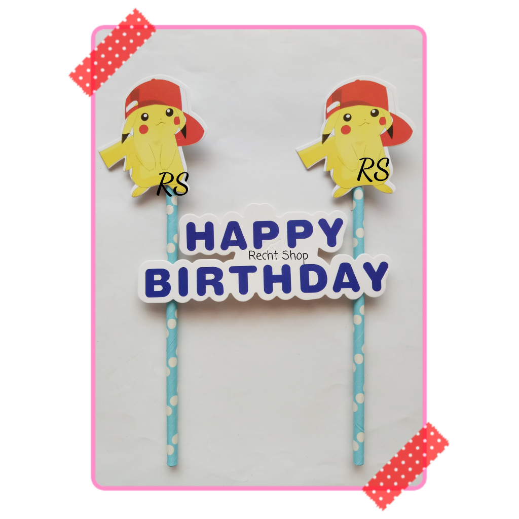 Pikachu Pokemon Theme Birthday cake topper Straws | Shopee Malaysia