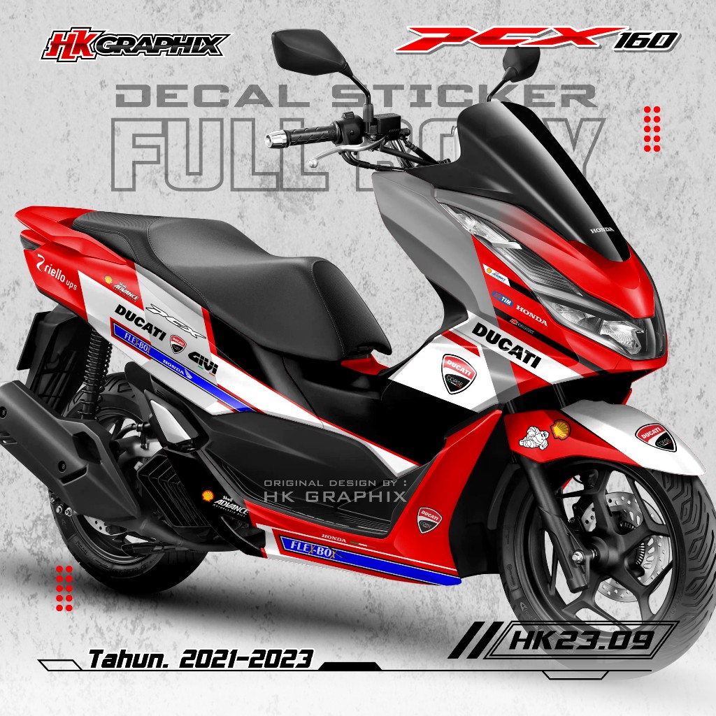 Decal Sticker PCX 160 Full Body 2021 2022 2023 2024 Cool Ducati Livery ...