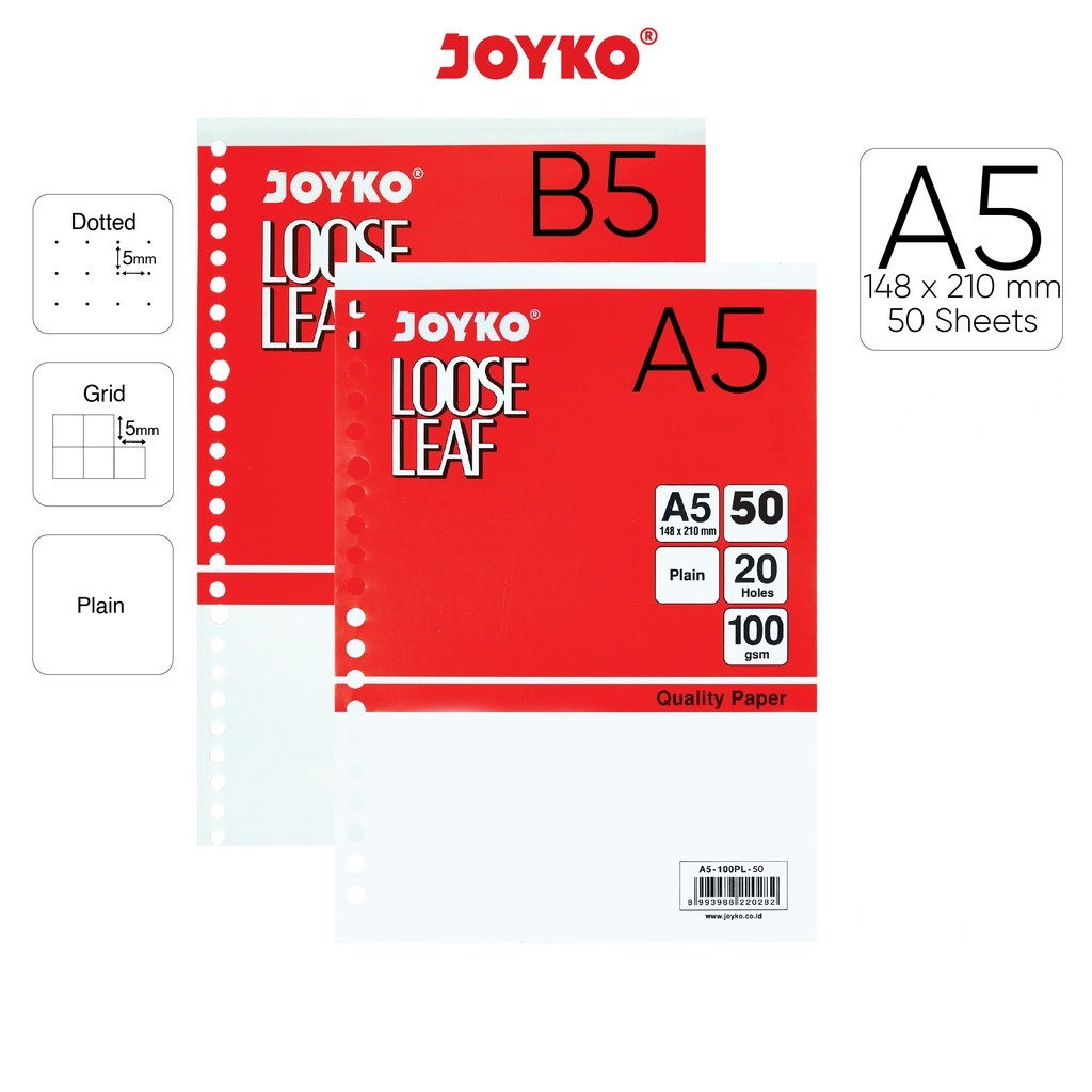 Binder Paper / Binder Contents / Loose Leaf Joyko A5 B5 Grid Dotted ...