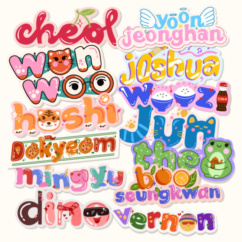 MINIMAL Seventeen Member Name Unit Sticker (MINIMUM 3) | Shopee Malaysia