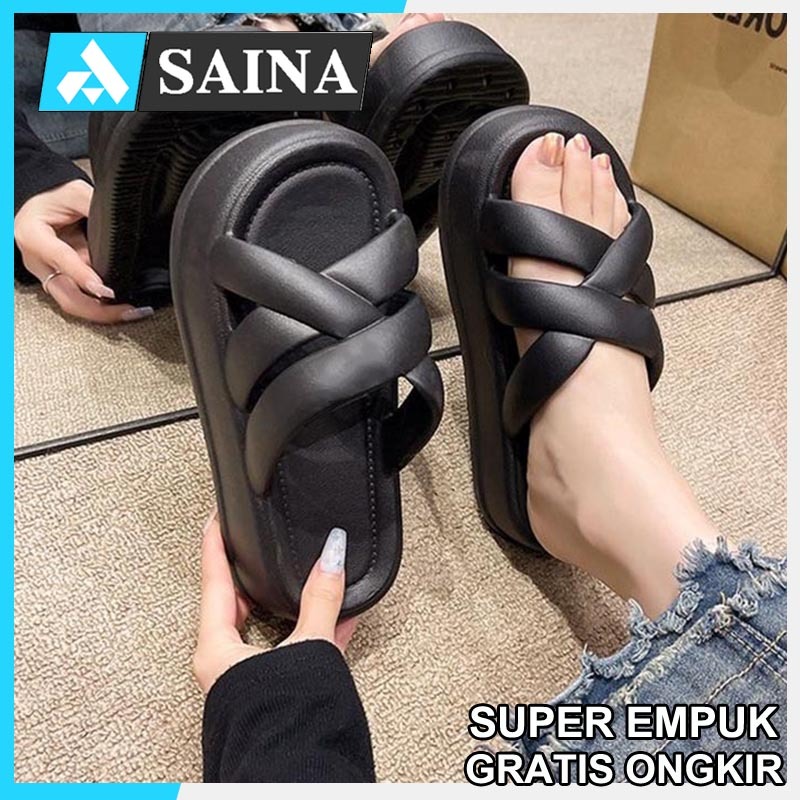 HITAM Contemporary premium 5cm high cross wedge women's sandals 2024 ...
