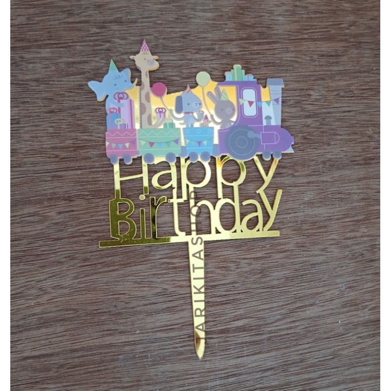 ACRYLIC CAKE TOPPER HAPPY BIRTHDAY ANIMAL TRAIN ZOO HAPPY BIRTHDAY ...