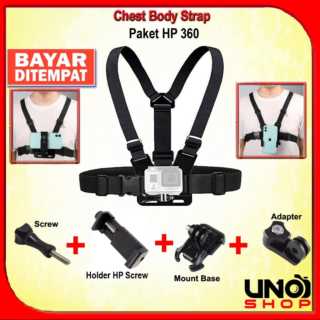HP 360 Package - Chest Body Strap for HP Portrait Landscape Motovlog ...