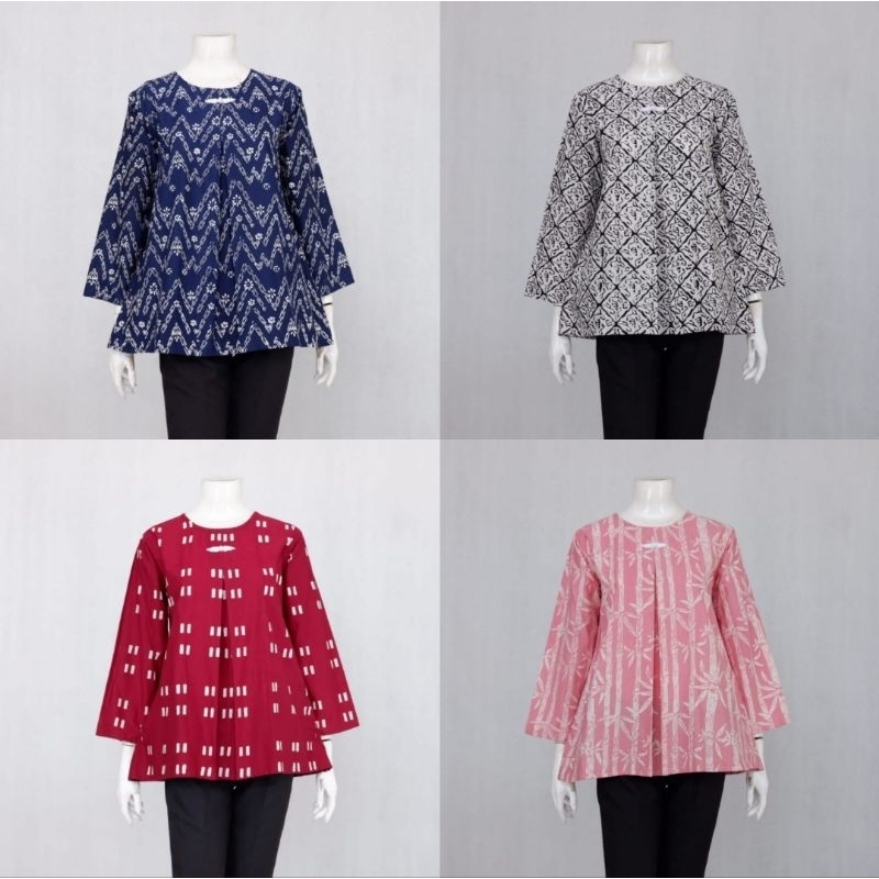BATIK BLOUSE CAP LONG SLEEVES MODERN WORK CLOTHES TOP | Shopee Malaysia