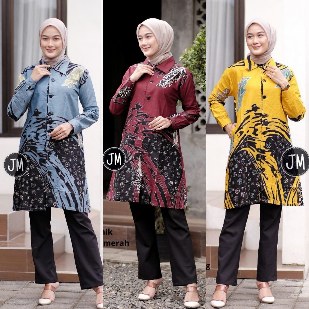 Modern Women's Batik Tunics Chava Motif Women's Office Work Batik Tops ...