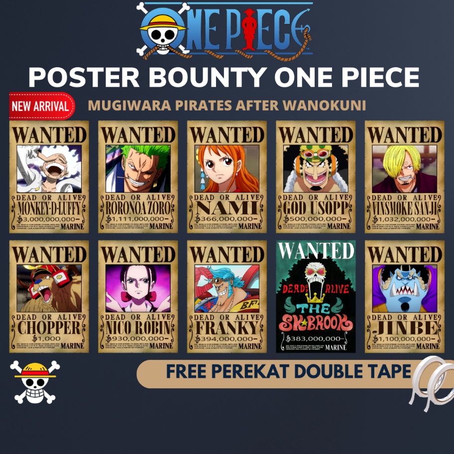 C6369 Newest One Piece bounty Poster 1 Complete Crew set Mugiwara A4 ...
