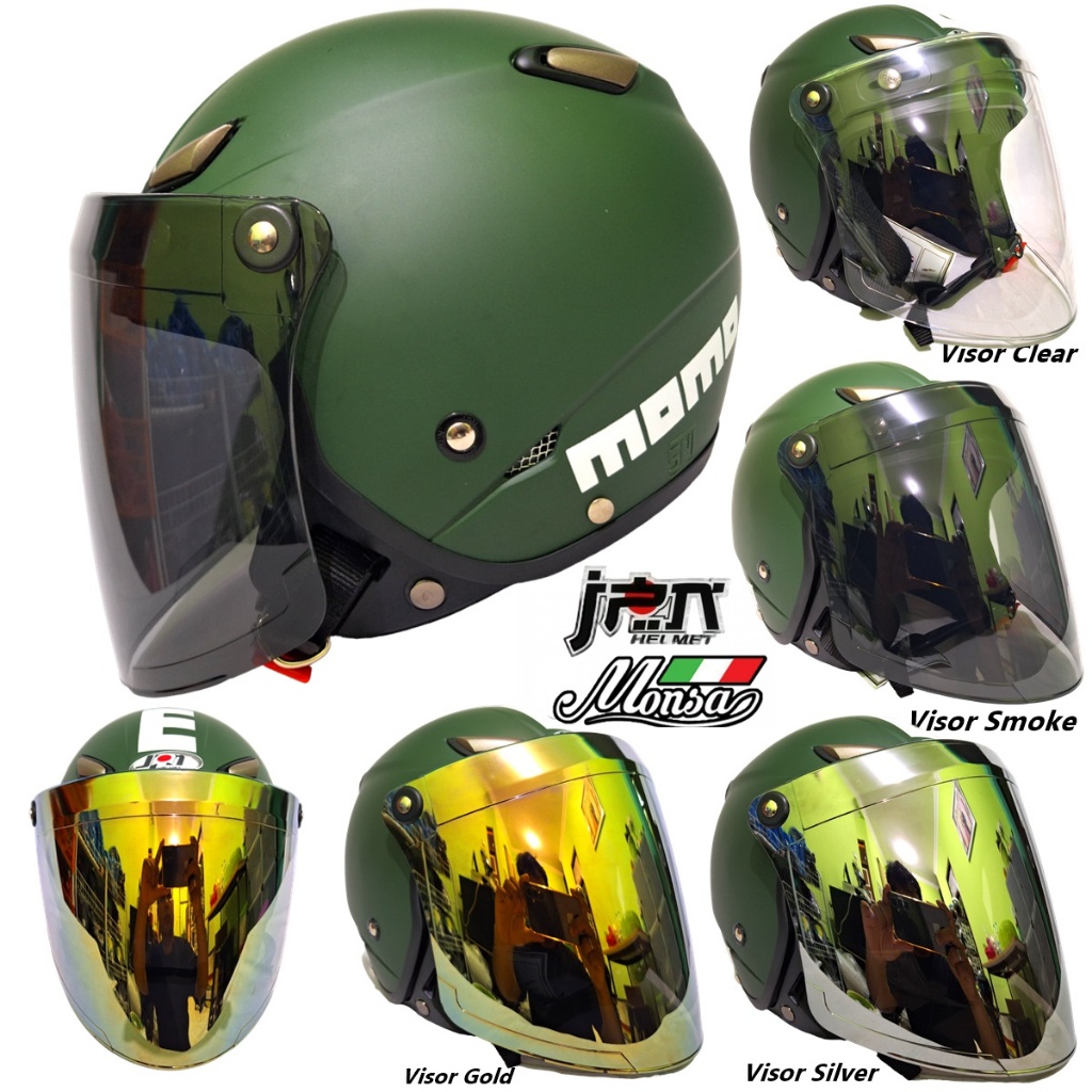 HIJAU Helmet Adult JPN Monsa MOMO Retro Classic Jap Style Green Army ...