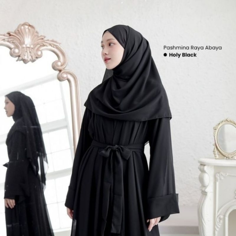 HITAM ABAYA MEDINA GAMIS (SET PASHMINA) OUTER MENYATU / ABAYA BASIC ...