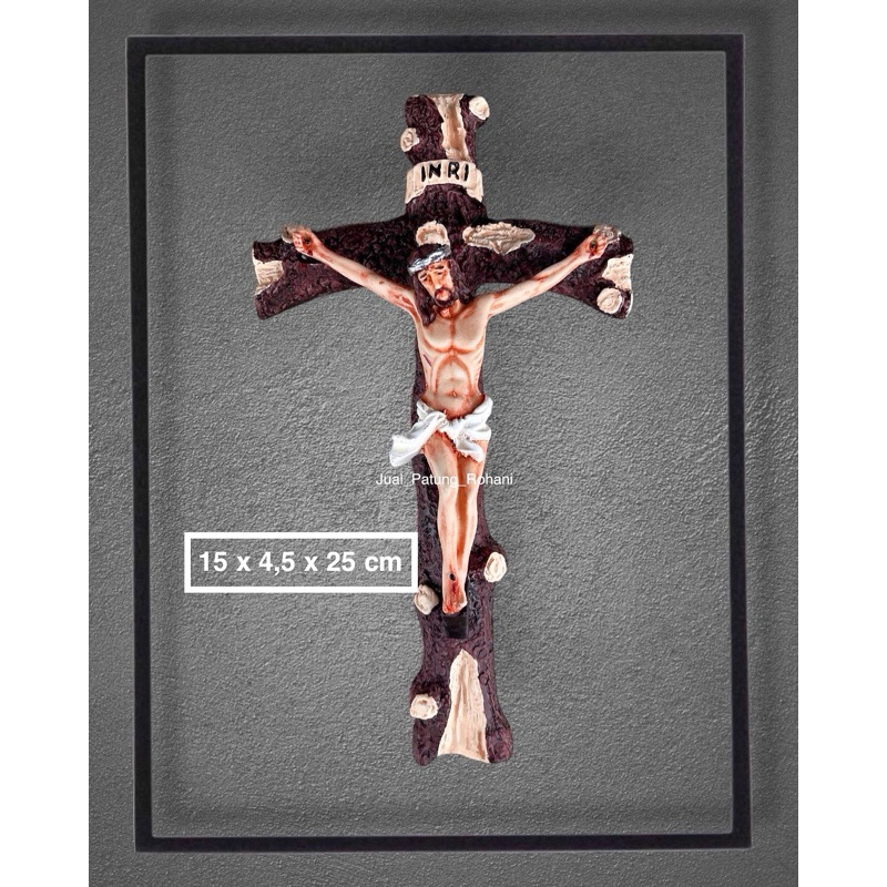 Jesus Wall Cross with wood motif 25 cm | Shopee Malaysia