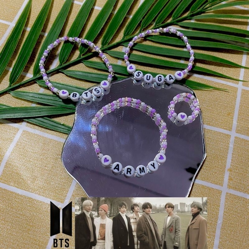 (BTS Version) BTS Army Taehyung JHope Suga Beads Bracelet Ring RM ...