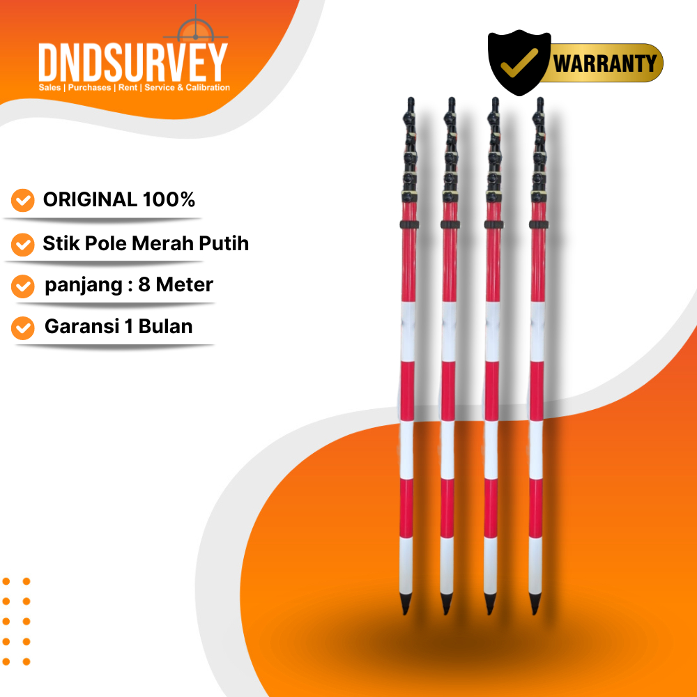 MERAH PUTIH Jalon Survey Pole Stick 8 Meters Red White Total Station ...