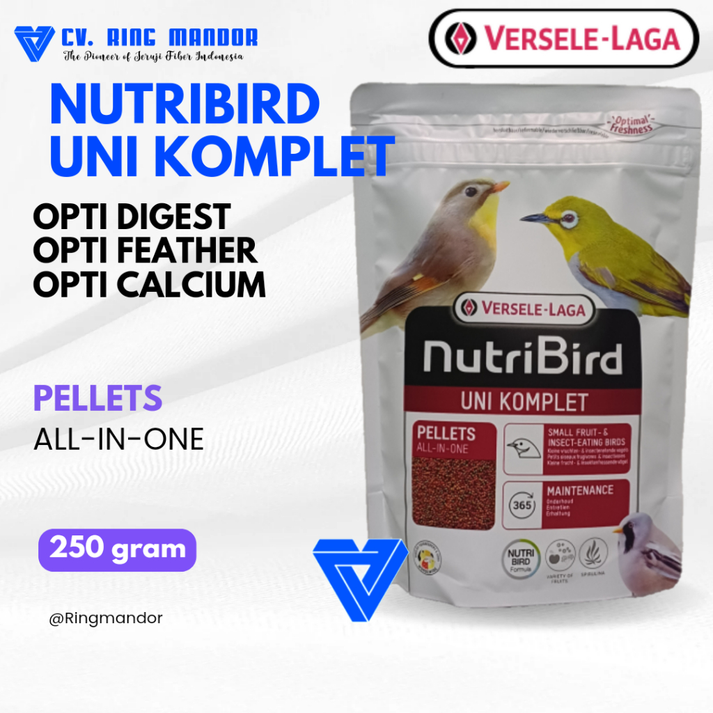NutriBird Uni Komplet Versele Laga Pellets Bird Feed keamasan Pellet ...