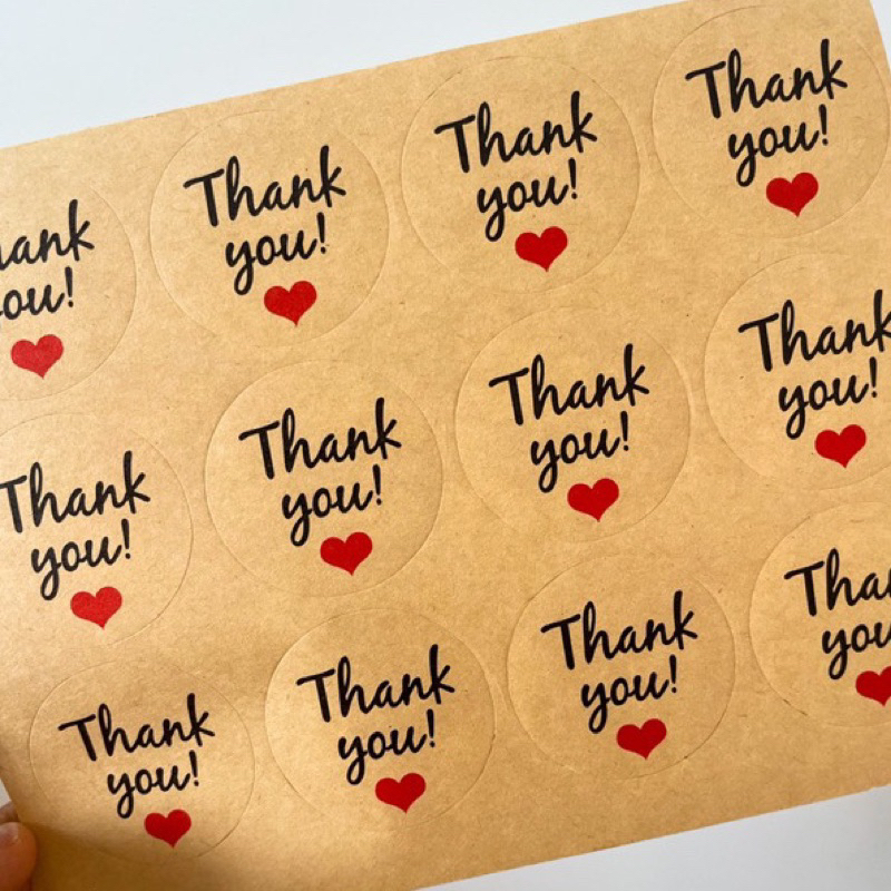 12pc rustic Thank you Packaging Sticker | Kraft paper sticker Label ...
