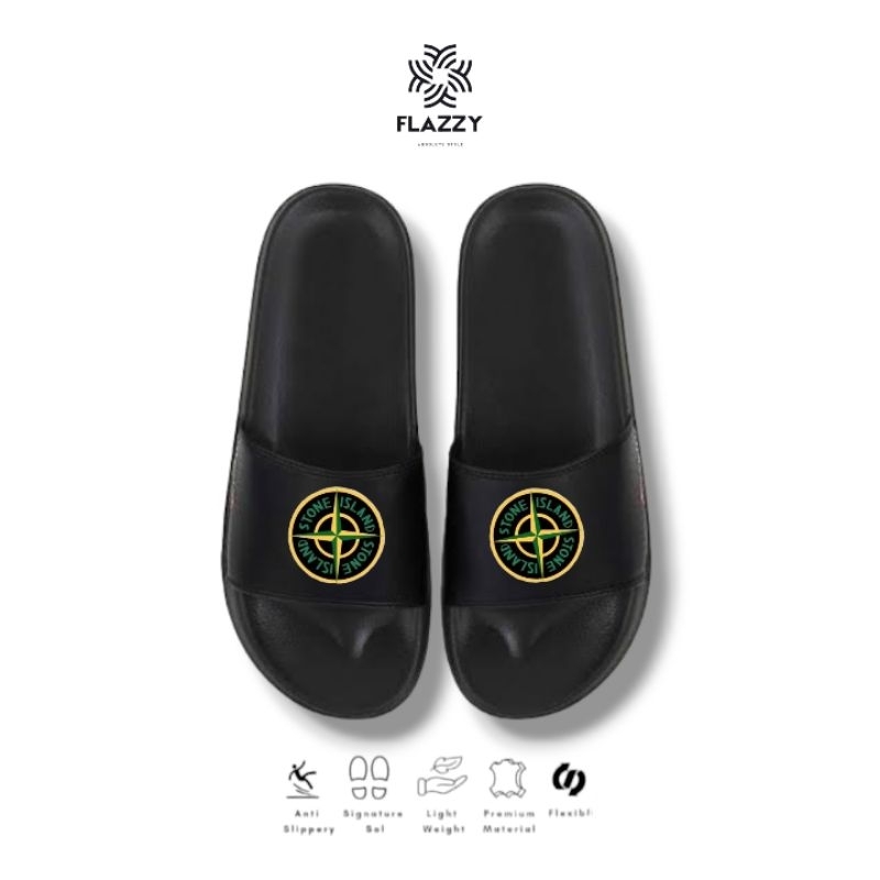 HITAM Stone ISLAND Sandals For Men And Women - 100% original distro Men ...