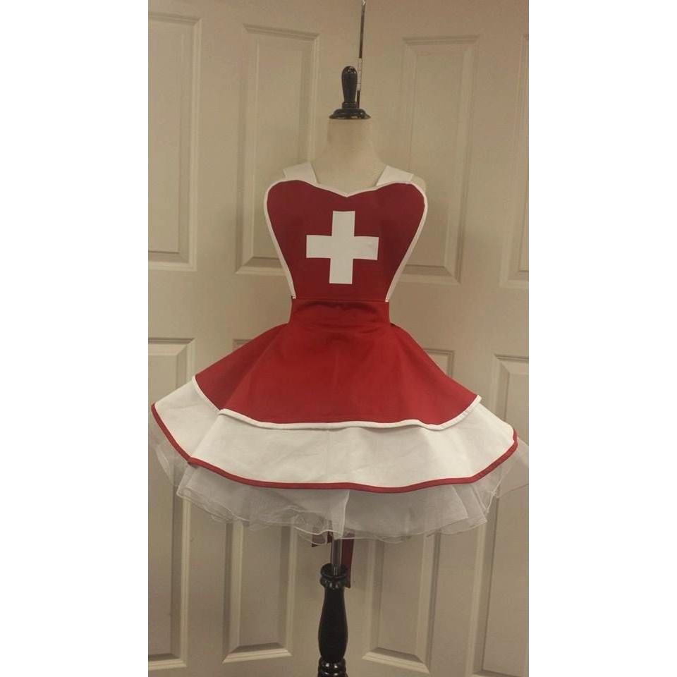 MERAH Red Medical Apron Character Apron Health Theme Apron Character ...