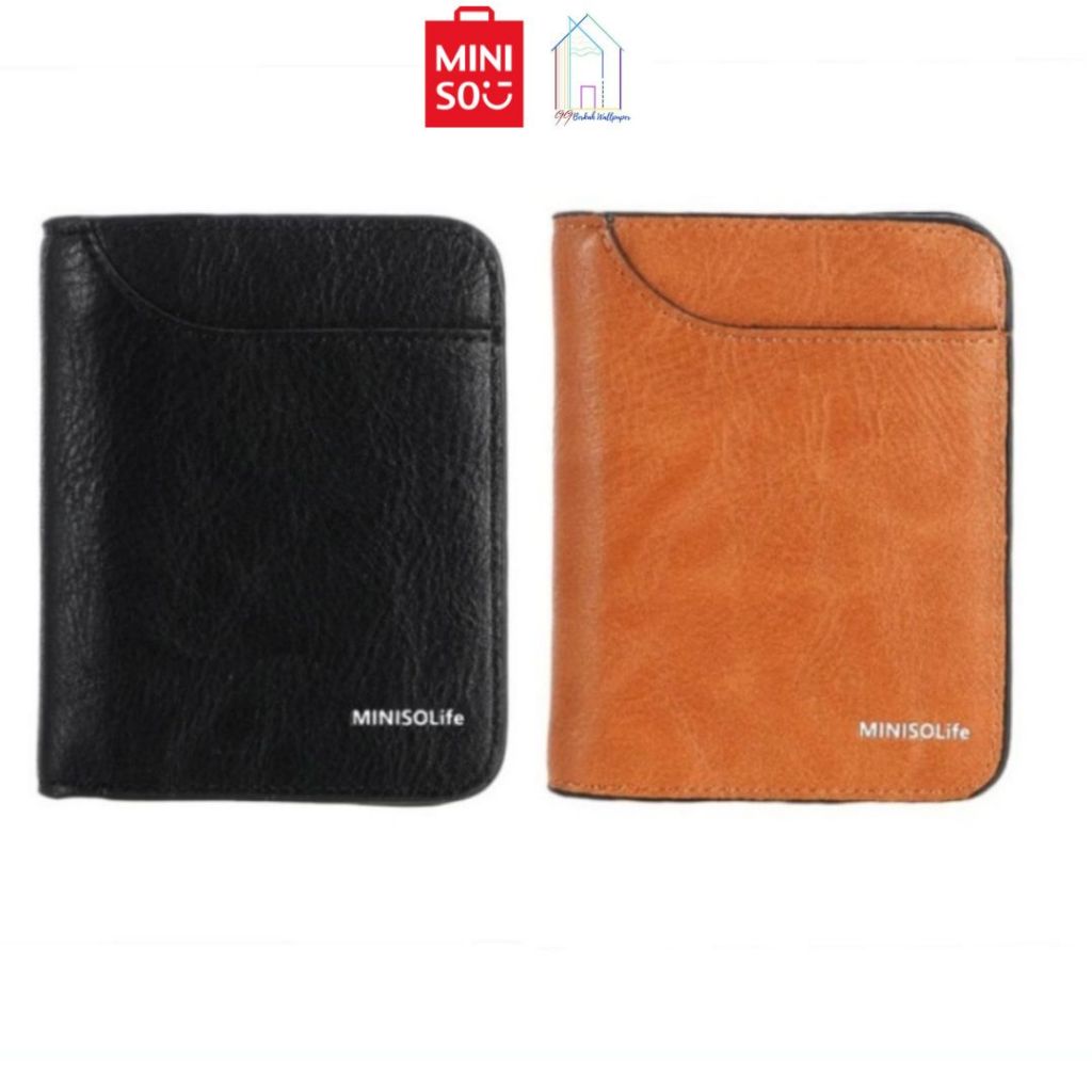 Miniso Men's Wallet - Short Bifold Matte Wallet / Men's Folding Wallet ...