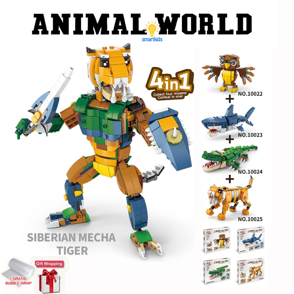 Diy Animal Block 3 in 1 Animal Character/Features 4 in 1 Stacking Brick ...