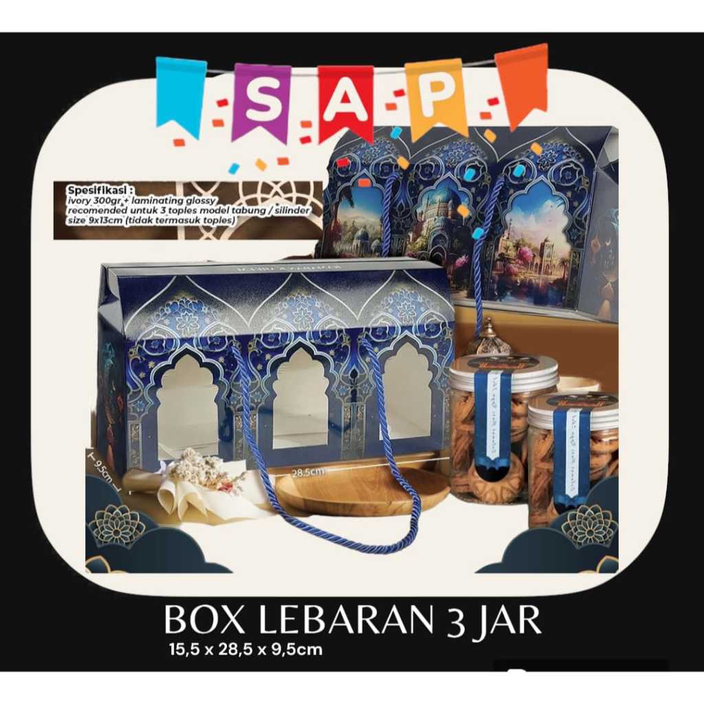 Eid Box 3 Eid Jars/Eid Cake Box/Eid Parcel/Eid Hampers Size 15x28x9 cm ...
