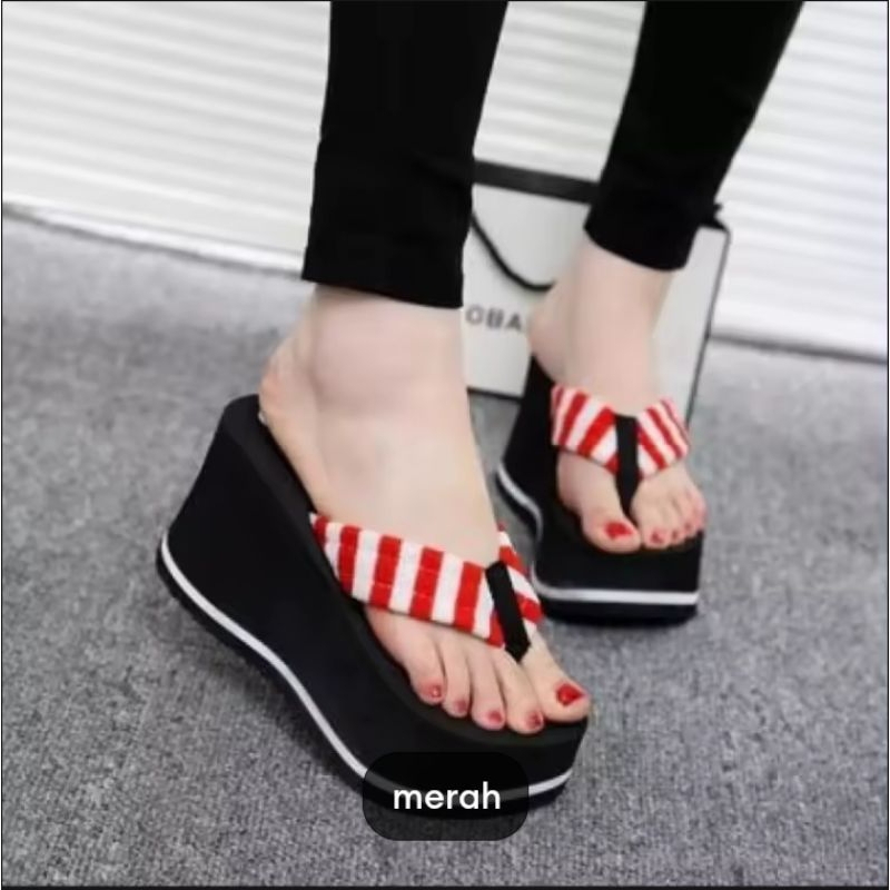 Blaster strap block flip-flop wedge sandals/modern women's wedge sponge ...