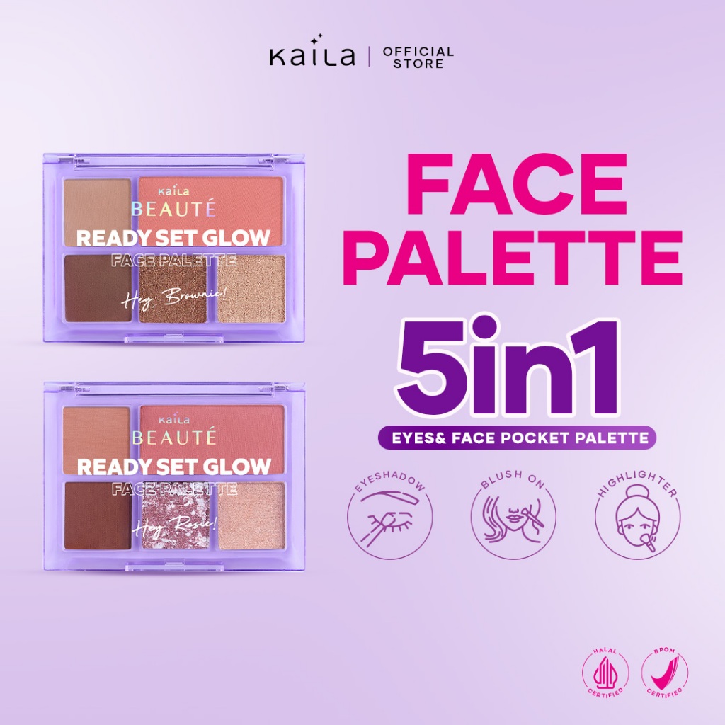 Kaila Beaute Ready Set Glow Face Palette - Eyeshadow, Highlighter ...